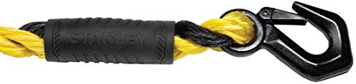 STANLEY S1052 Black/Yellow 5/8" x 15' Poly-Blend Braided Tow Rope with Heavy Duty Tri-Hook (7,200 lbs Break Strength)