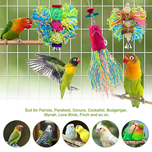 BWOGUE Bird Chewing Toys Parrot Shredder Toy Shred Foraging Hanging Cage Toy for Conure Cockatiel African Grey Amazon (3 Pack)