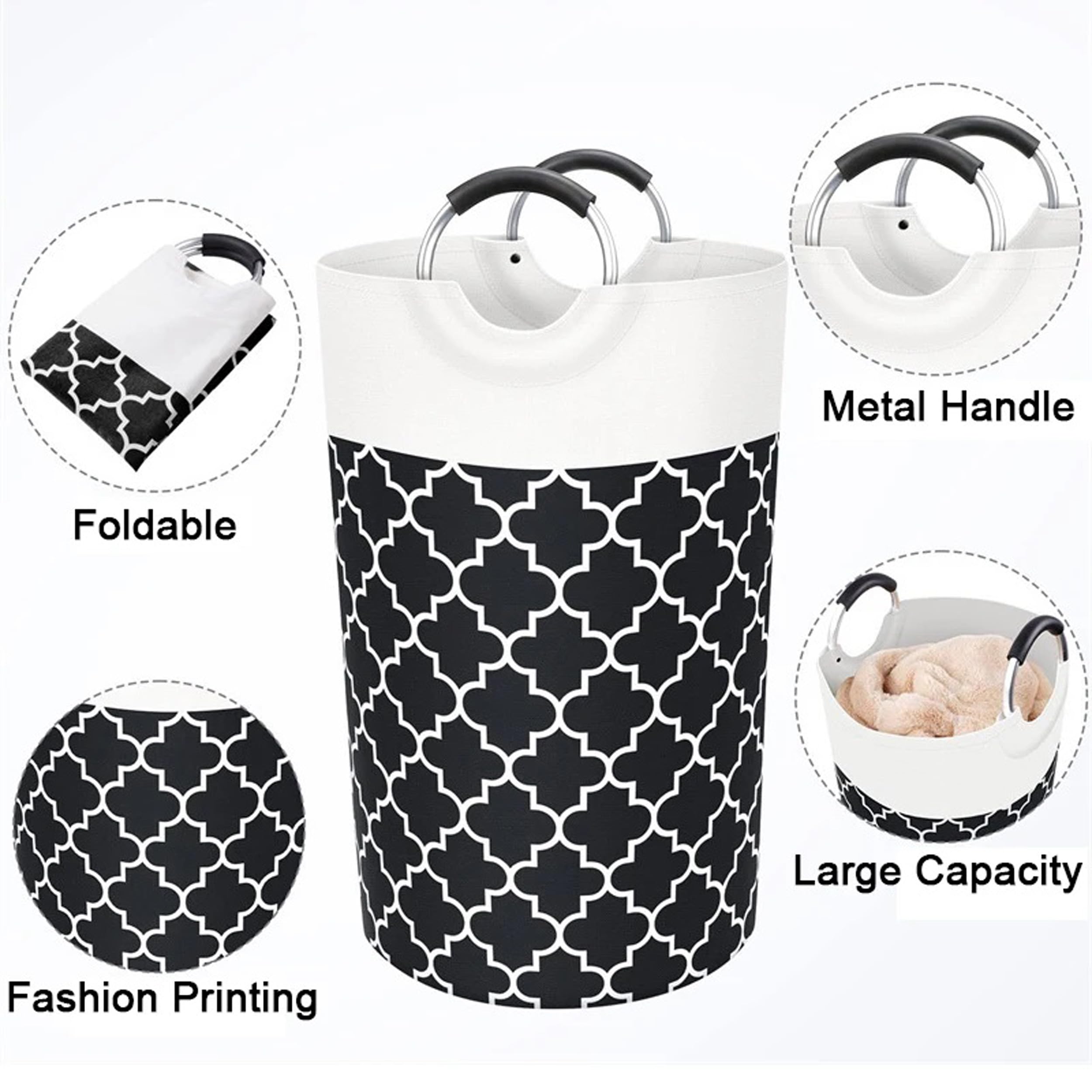 90L Large laundry bag with handles, dirty clothes foldable laundry basket, laundry hamper with lid, collapsible laundry baskets, dirty clothes basket, family storage baskets hamper bags (Black)