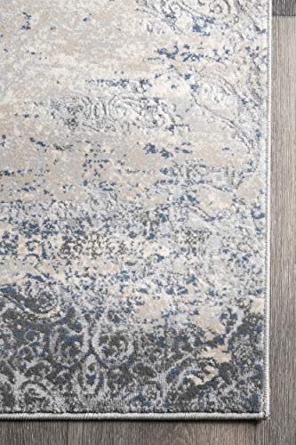 nuLOOM Twilight Tribal Distressed Area Rug, 9' x 12', Silver