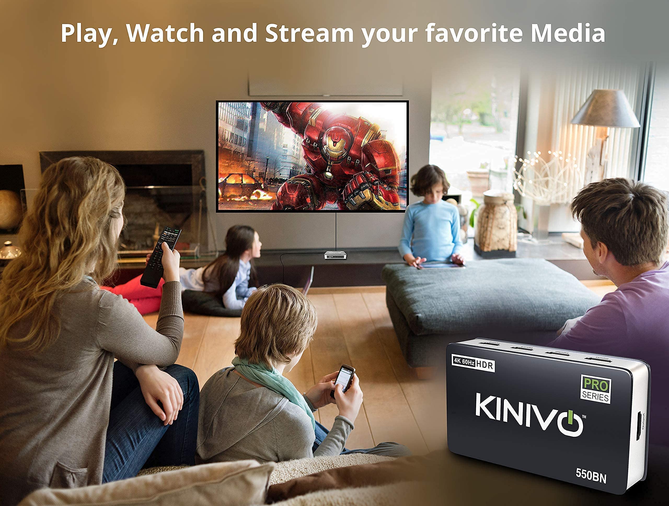 Kinivo 5 Port 4K HDMI Switch+ 4 Pack HDMI Cables - 6FT (4K 60Hz, HDMI 2.0, HDR) - Compatible with Roku, PS5, Xbox, Apple TV, Nintendo Switch, Cable Box