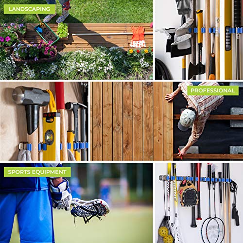Tool Organizers and Storage 12 Slots and 6 Hooks Wall Mounted Garden Tool Rack, Garden Tool Organizer, Broom Holder Wall Mount, Garage Tool Organization and Storage, Industrial Steel Hooks N Holders