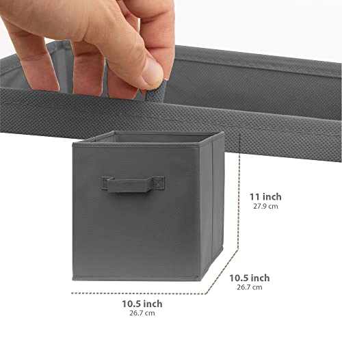 Pomatree Storage Cubes - 11 inch Cube Storage Bins (9 Pack) | Foldable Cubby Organizer Bin for Closet, Clothes and Toys | 2 Reinforced Handles | Fabric Basket Bin (Dark Grey)