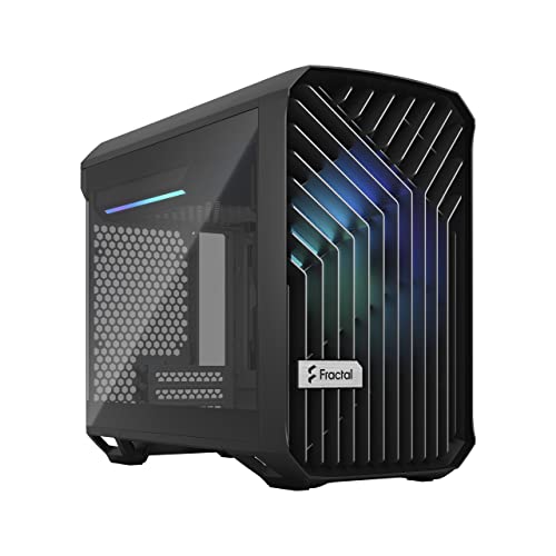 Fractal Design Torrent Nano RGB Black - Light Tint Tempered Glass Side Panels - Open Grille for Maximum air Intake - 180mm RGB PWM Fan Included - Type C - mITX Airflow Mini Tower PC Gaming Case