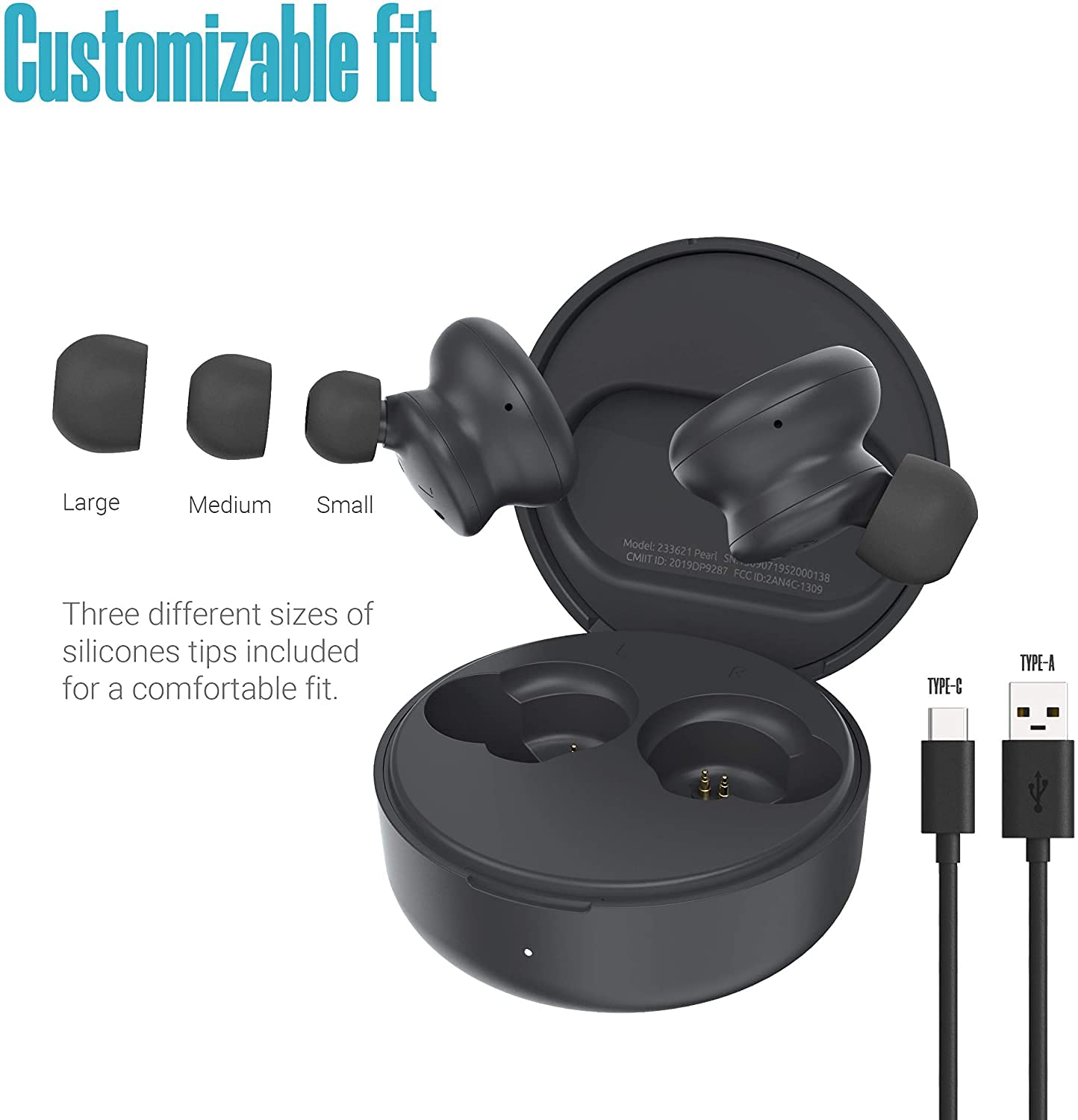 233621 Pearl Wireless Bluetooth 5.0 Sports Earbuds with Mic, 24H Playtime IPX4 Waterproof Earbuds Touch Control Headset with Wireless Charging Bass Stereo, Sweatproof for Running,Workout,Gym