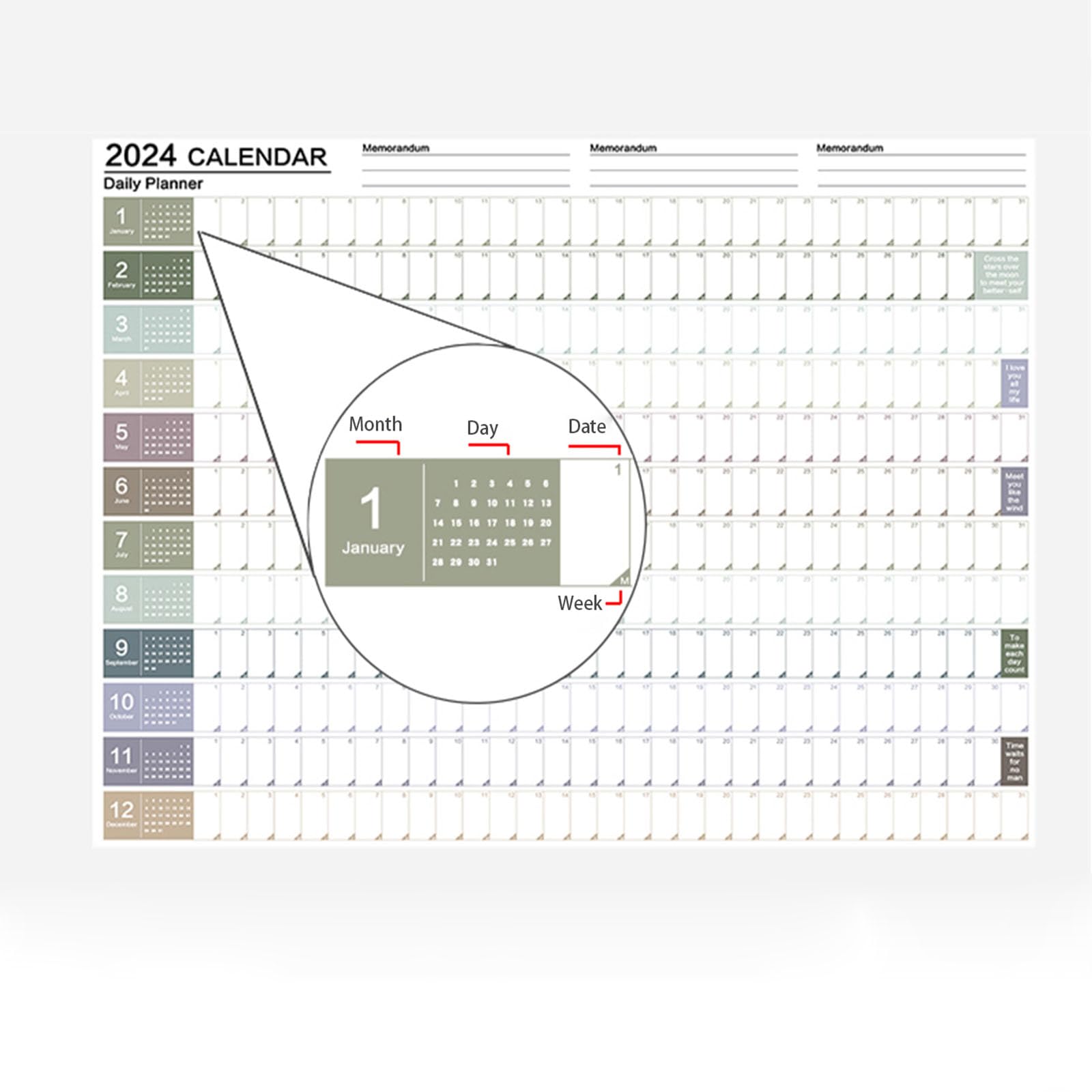 29''x20'' Poster Calendar 2024 Wall Calendar 12 Month Annual Yearly Wall Planner,Year-Round Large Wall Calendar, Large Size 12 Month Planner,2024 Calendar