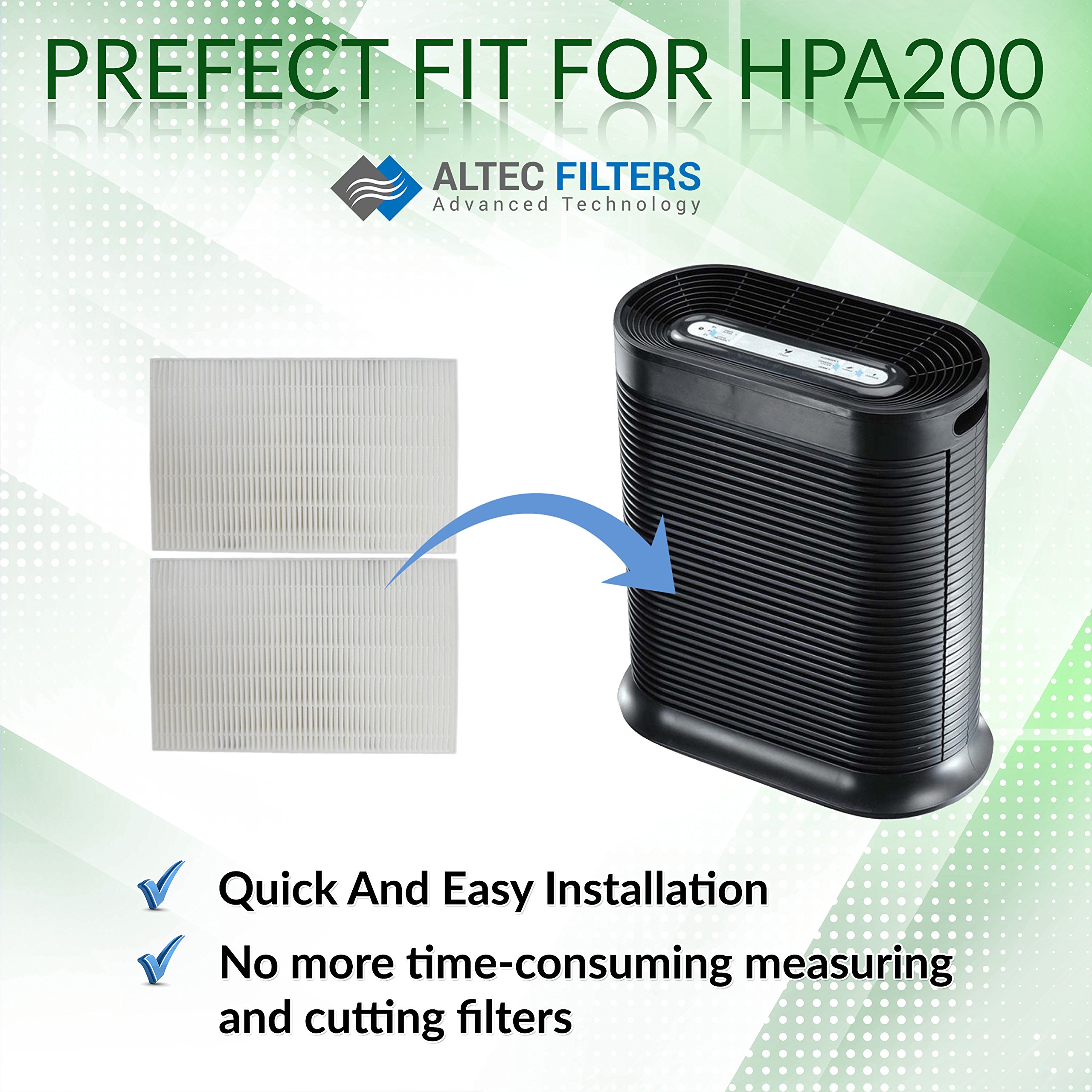 Altec Filters HEPA Premium Quality Replacement Filters Compatible with HPA200 Filter R Air Purifier, 2 Pack Fits HPA090, HPA100, HPA200, HPA300 HW HRF-R2 (HRF-R2 2 Pack)
