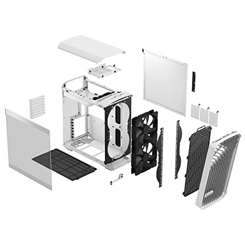 Fractal Design Torrent Compact White - Clear Tint Tempered Glass Side Panel - Open Grille for Maximum air Intake - Two 180mm PWM Fans Included - Type C - ATX Airflow Mid Tower PC Gaming Case