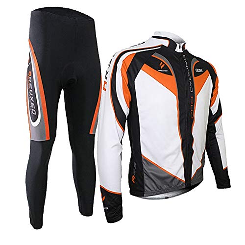 21Grams Long Sleeve Cycling Jersey with Tights Spandex Silicon Polyester Bike Clothing Suit Orange