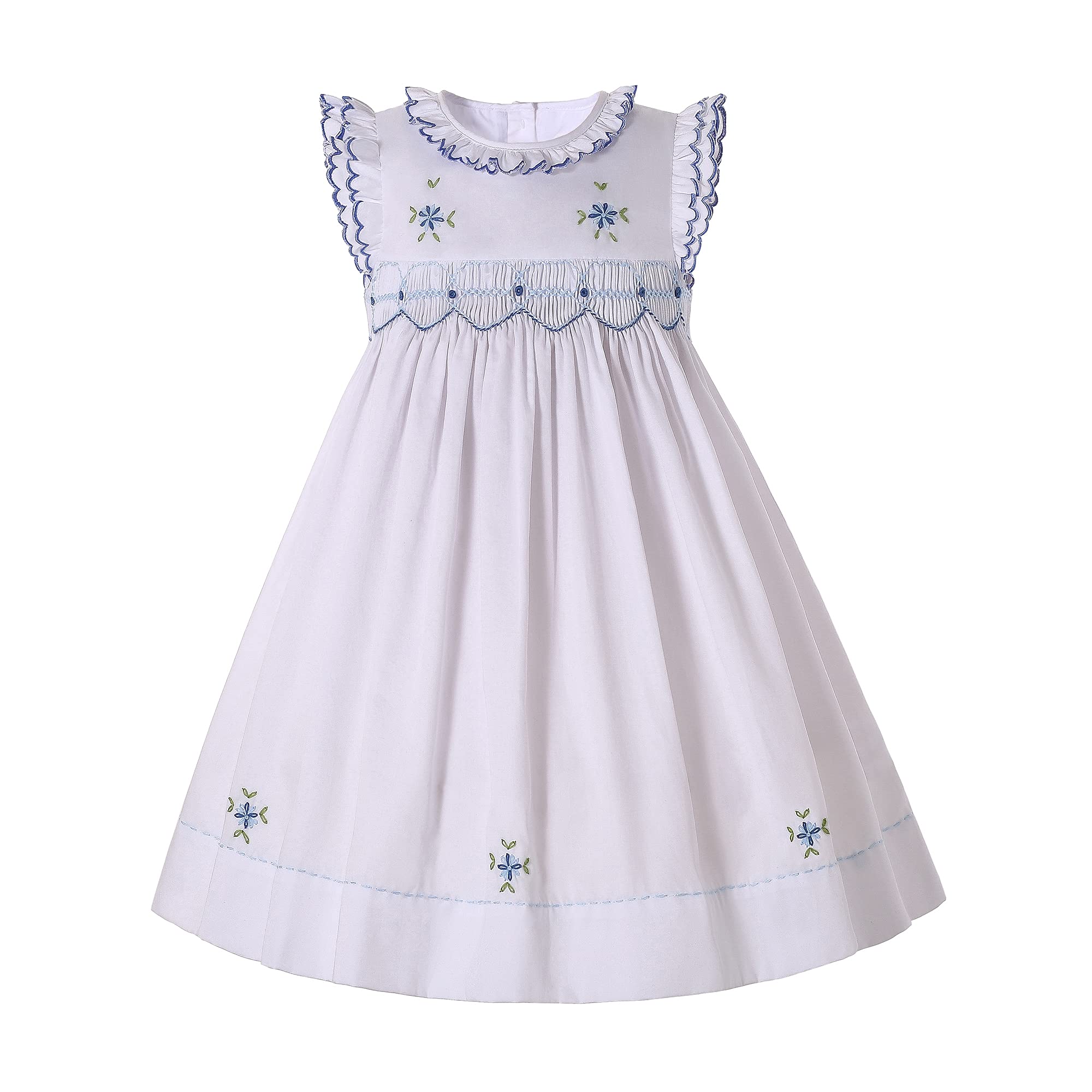Pettigirl Baby Infant Toddler Girl Hand Smocked Embroidery Dress Outfit White