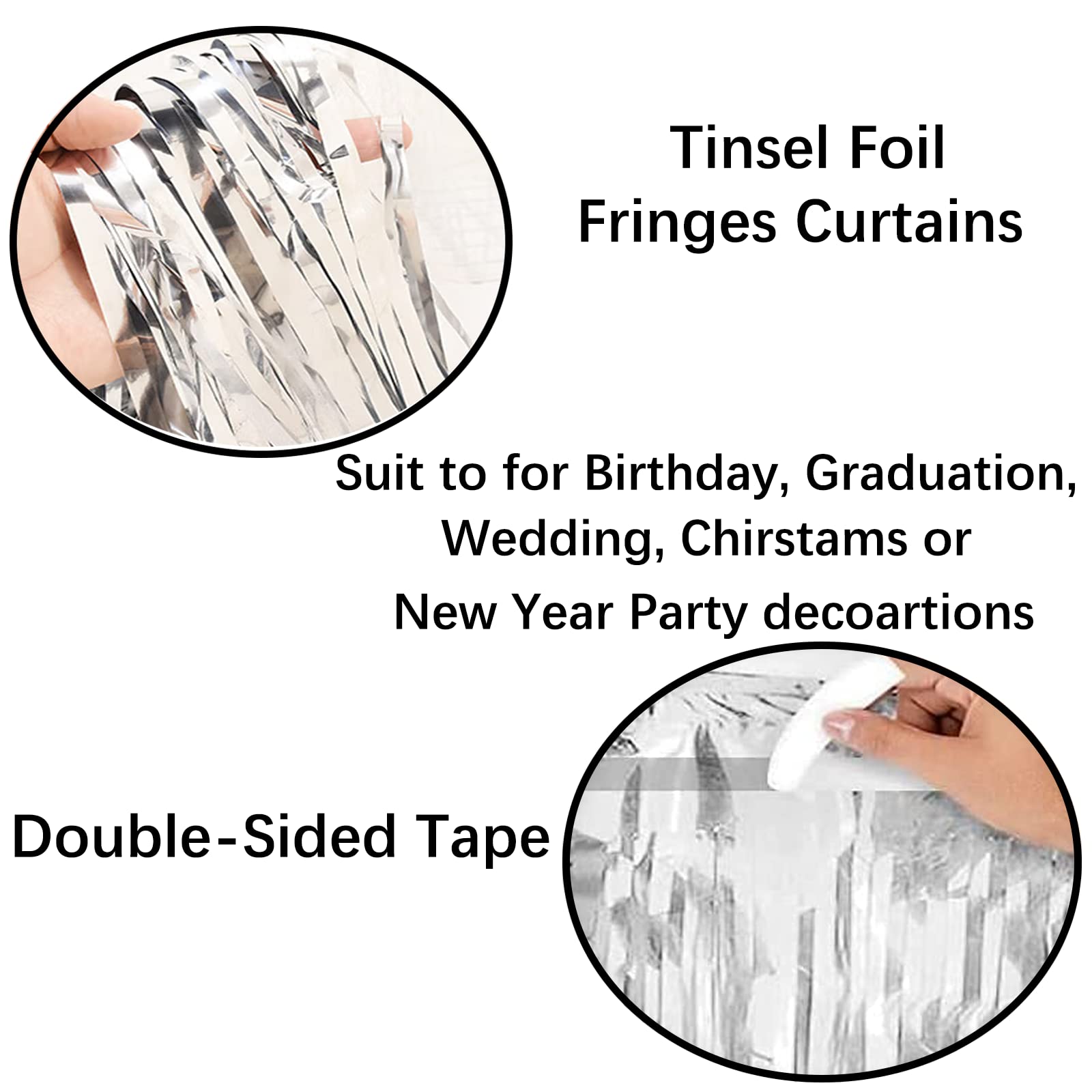 2Pcs Pink Tinsel Foil Fringe Curtains Party Decorations Tinsel Curtains Streamers Backdrop 3.3ft *8.3ft Door Streamers Photo Booth Backdrops Foil Curtain for Birthday Party Backdrop Decorations