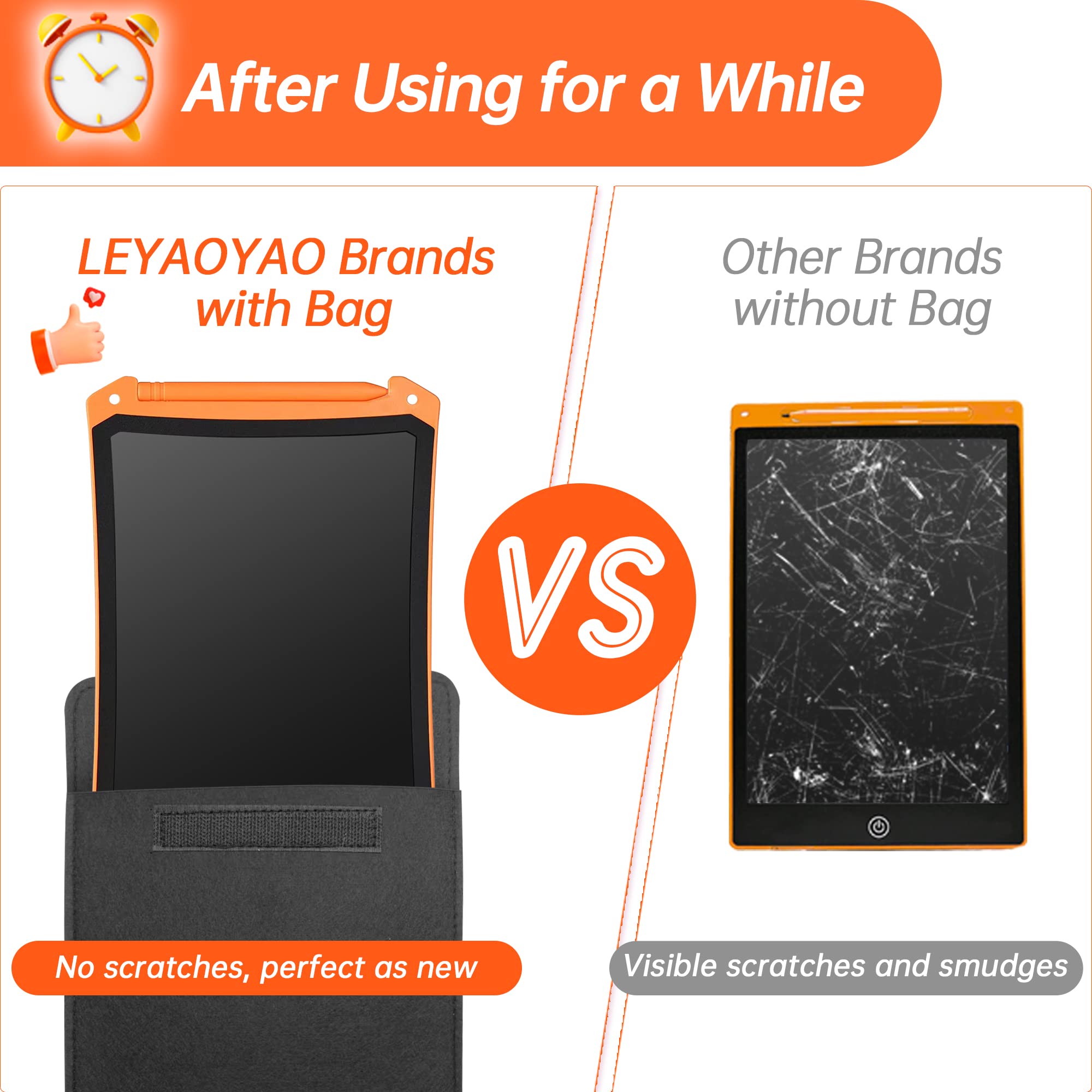 LEYAOYAO LCD Writing Tablet, Colorful Drawing Tablet with Protect Bag, Kids Drawing Pad 8.5 Inch Doodle Board,Toddler Boy and Girl Learning Toys Gift for 3 4 5 6 Years Old (Orange)