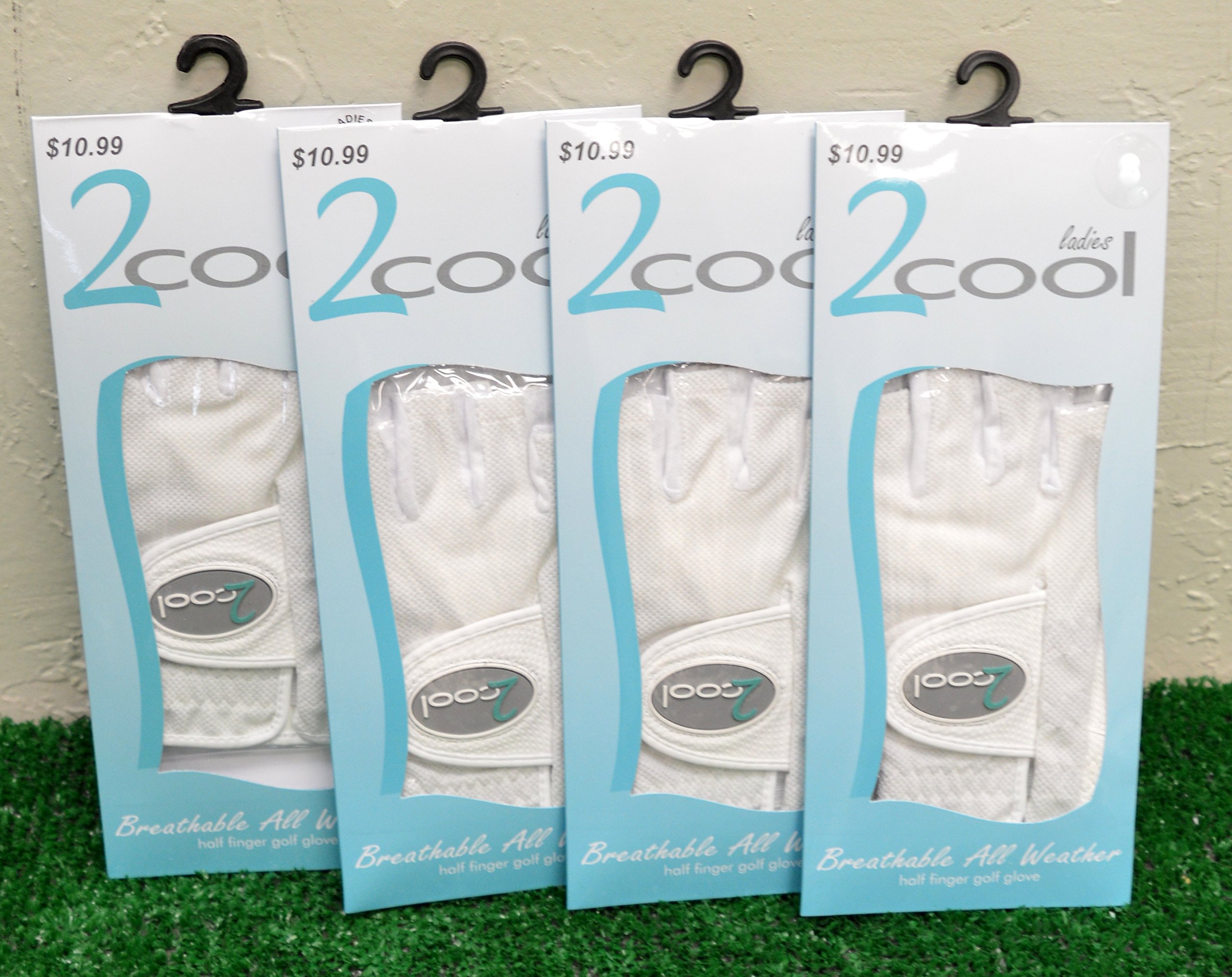 2 cool 4 Ladies Breathable Half Finger Golf Gloves - Ladies Left Hand Medium