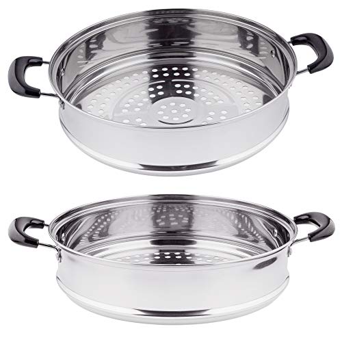 3 Tier Multi Tier Layer Stainless Steel Steamer Pot For Cooking With Stackable Pan Insert/Lid, Food Steamer, Vegetable Steamer Cooker, Steamer Cookware Pot, Vaporeras Para Tamales, Multilayer 16 qt