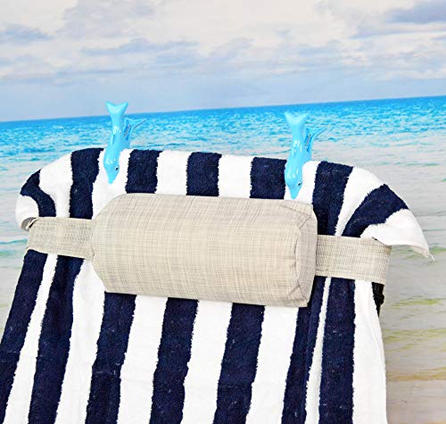 Home-X Dolphin Beach Towel Clips, Pool Accessories, Towel Holder Chair Clips - Set of Two - 5" L x 3" W