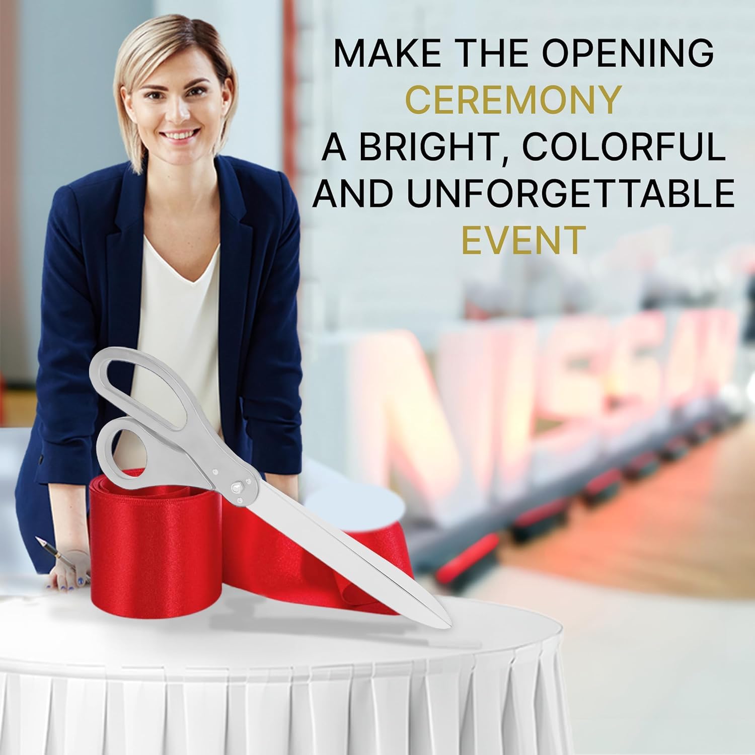 25" Giant Ribbon Cutting Scissors Silver β Heavy Duty Extra Large Grand Opening Ribbon Cutting Ceremony Scissors for Grand Openings Inaugurations Ceremonies & Special Events