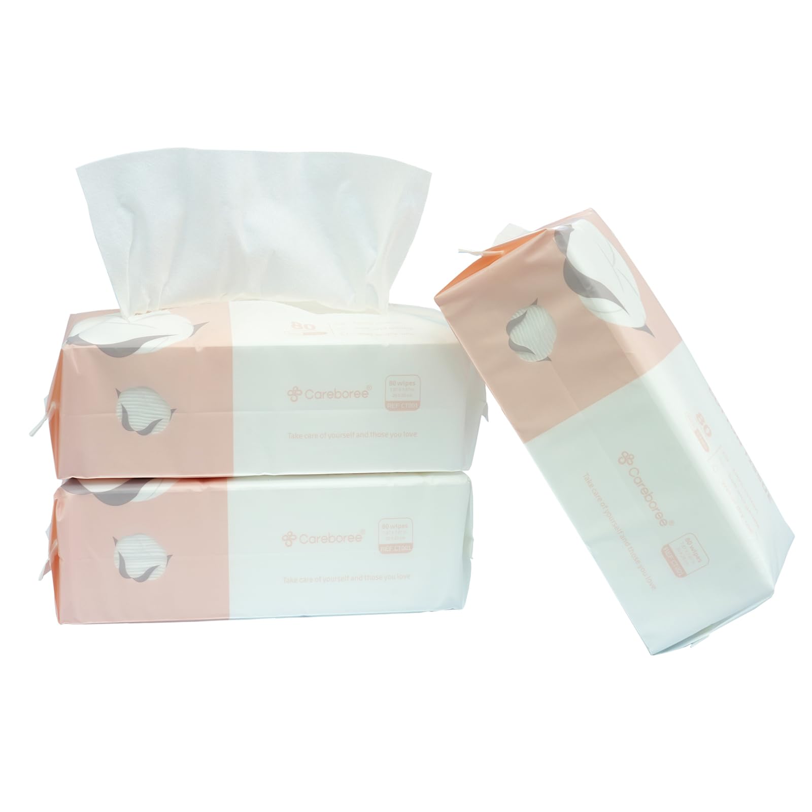 Extra Thick Cotton Tissue Careboree Face Drying Towel for Men Women Kids Disposable Dry Wipes Unscented Makeup Removing (3 pack)