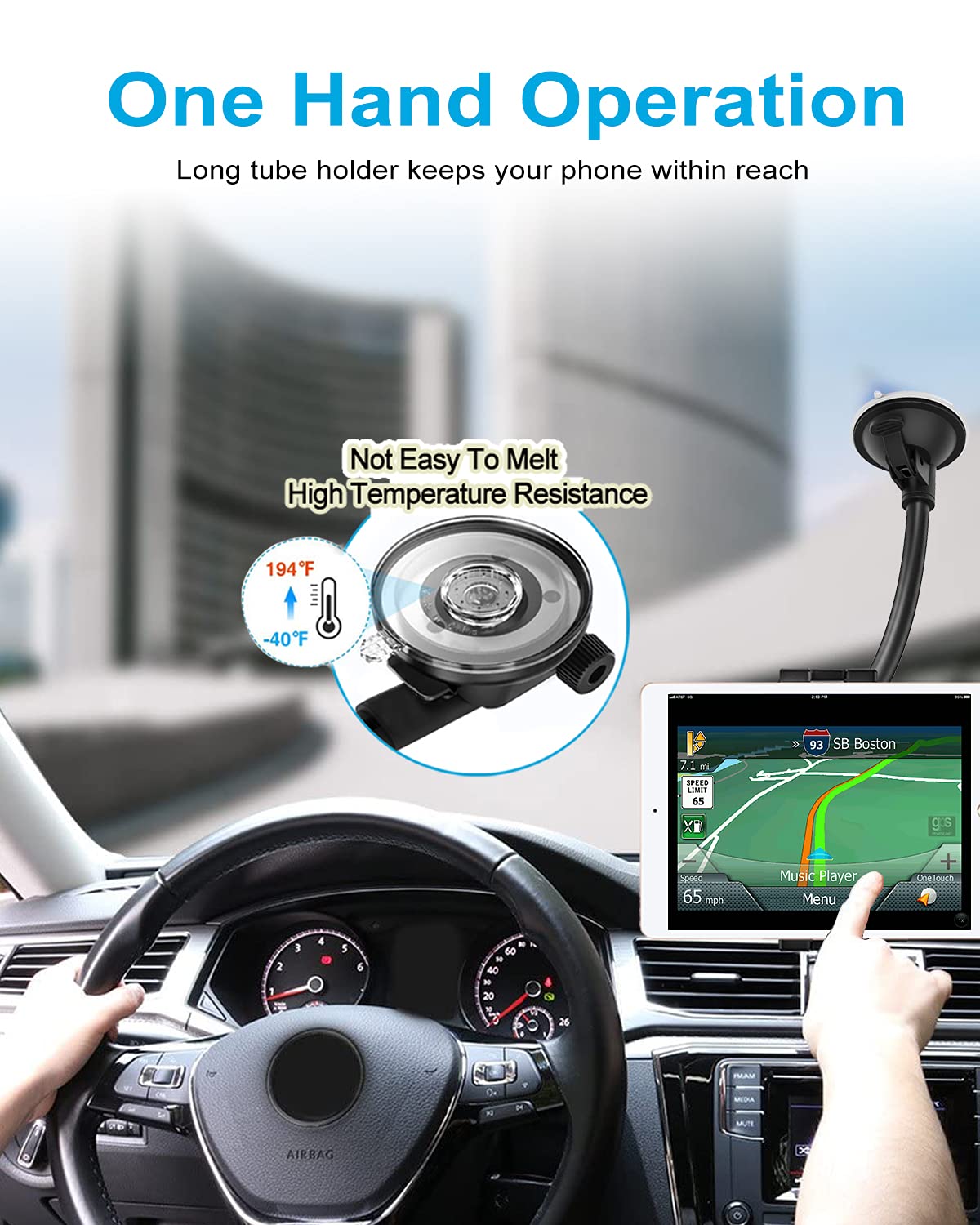 woleyi Windshield Car Tablet Mount, Car/Truck Window Dashboard Tablet Holder with Long Arm Suction Cup, Compatible with iPad Pro/Air/Mini, Galaxy Tab/Z Fold, iPhone, More 4-13" Cell Phones and Tablets