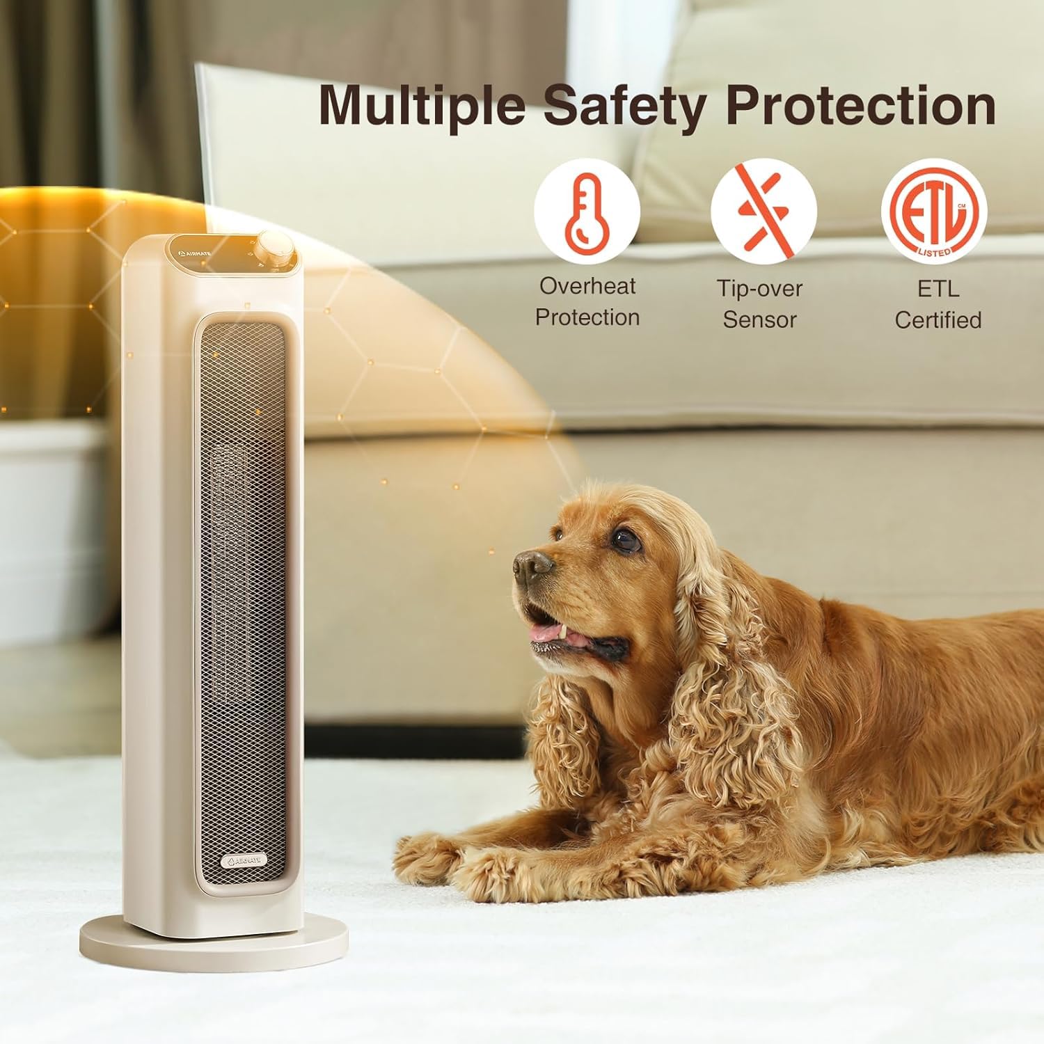 25" Large Space Heater for Indoor Use,Fast Quiet Heating Portable Electric Heater, 80°Oscillating Room Heater for Office, Garage, Bedroom