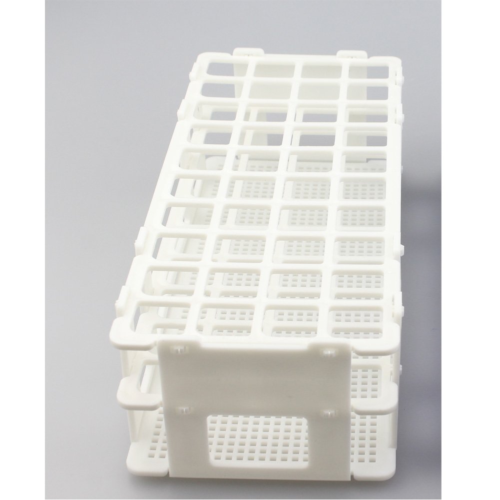 BIPEE Plastic Test Tube Rack, 40 Holes,Test Tube Holder for 20 mm Test Tubes, White vial holder, Detachable test tube holder rack (1pcs,40 Holes)