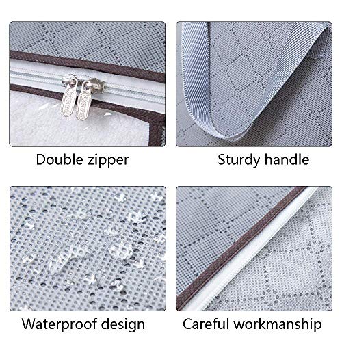 Fitwayhi Clothes Storage Bags Organizers with Window, Large Capacity for Blankets, Closets, Bedrooms (Set of 3, Gray)