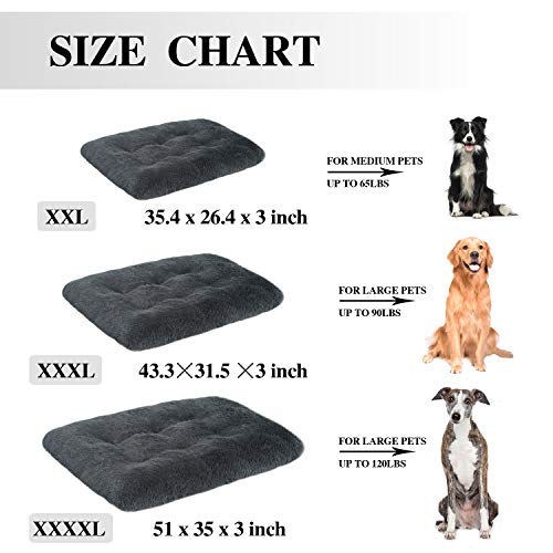 OXS Dog Bed Long Plush Pet Bed, Comfortable Faux Fur Washable Crate Mat for Jumbo Large Medium Dogs with Anti-Slip Backing