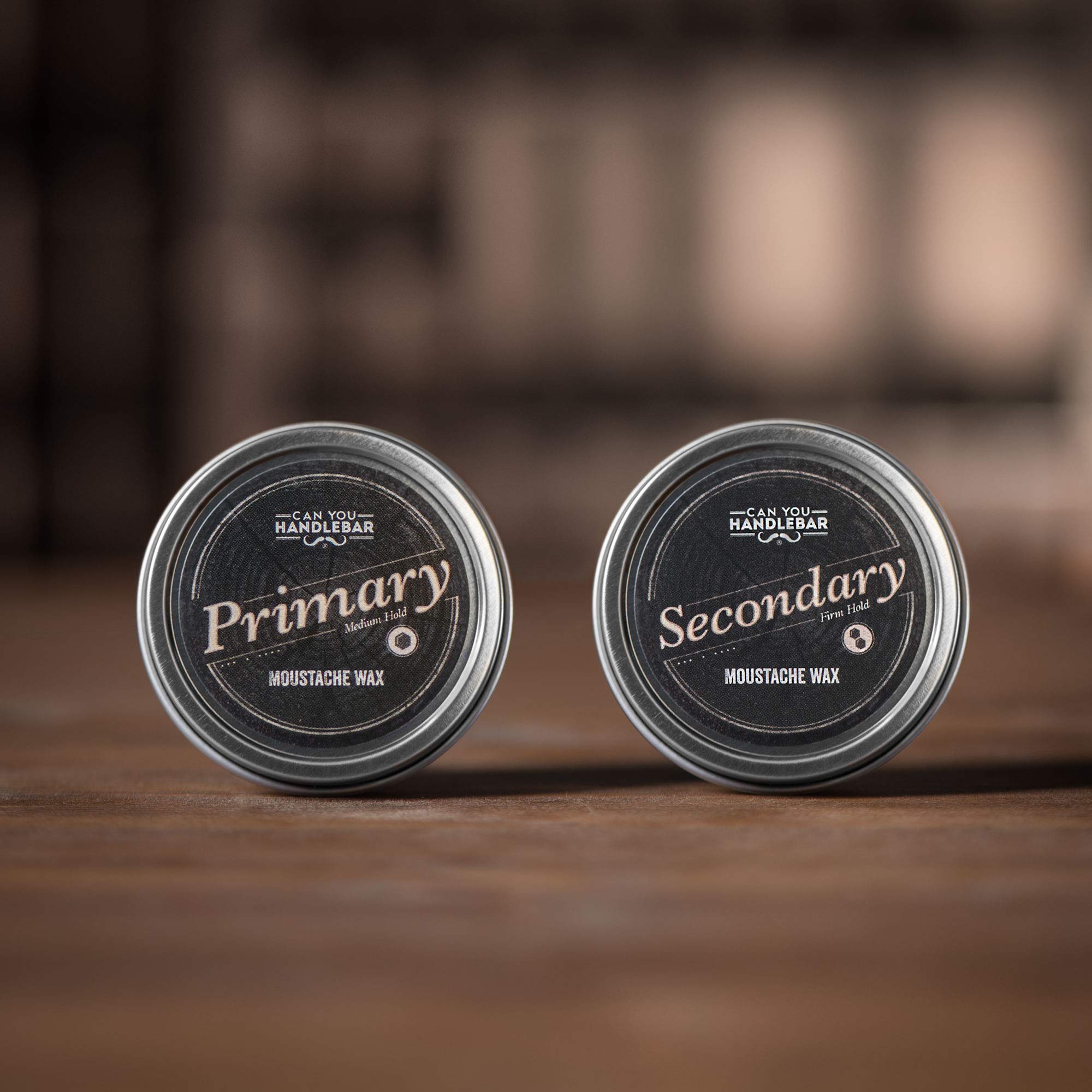 Can You Handlebar Moustache Wax for Men, Extra Strong Hold and Medium Hold Styling Balm, Unscented Natural Beeswax, Grooming Products Set of 2, 1 oz Tin Each