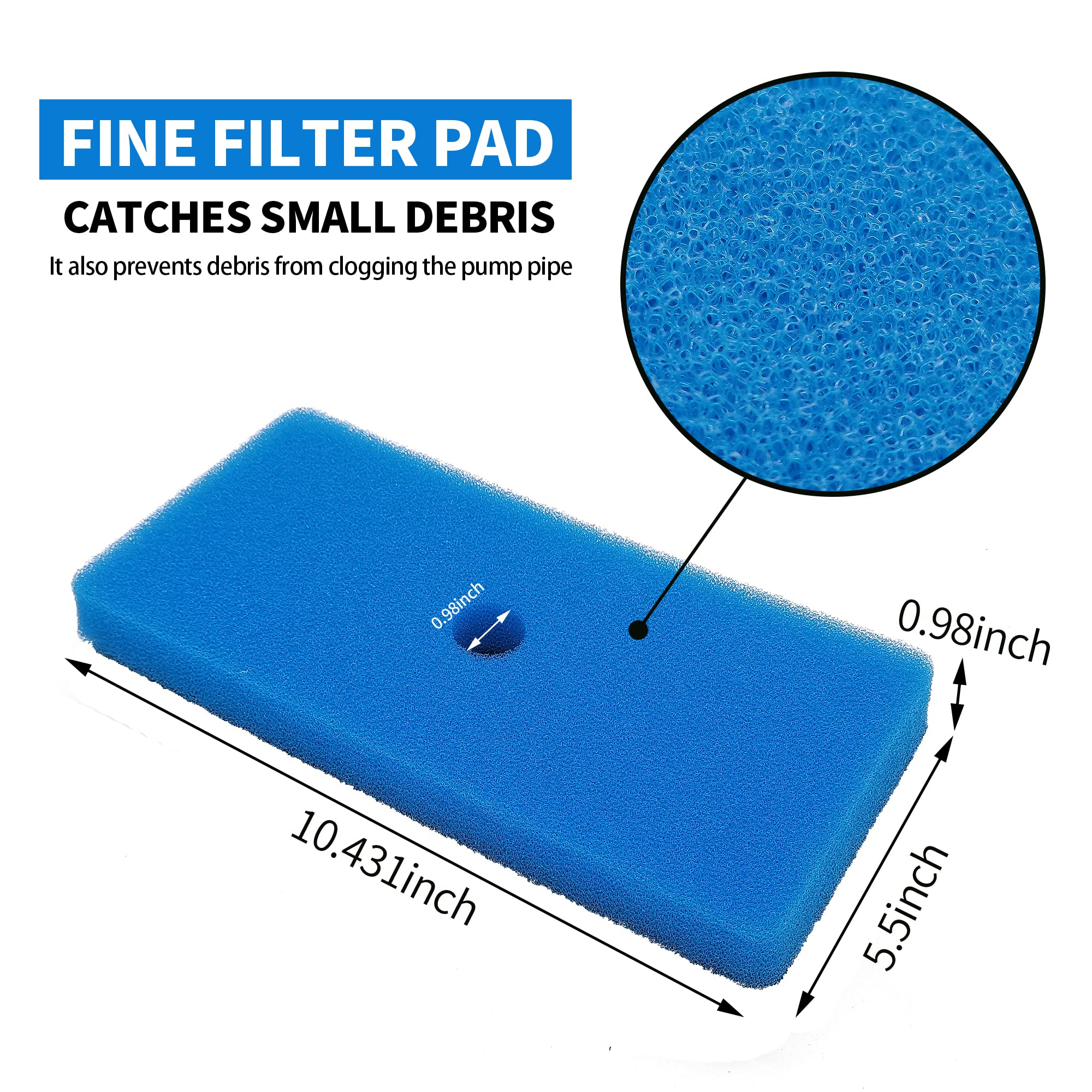 2PCS Pond Replacement Filter Pads,Coarse and Fine Pads for Pond Pump Pre-Filter Box,Blue and Black Sponge Filters Replacement