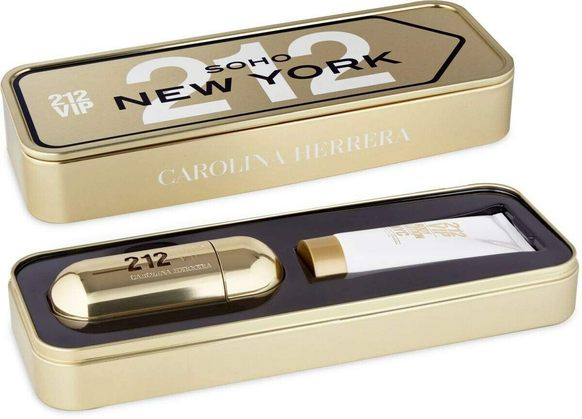 Carolina Herrera 212 Vip For Women 2 Piece Tin Box Set (2.7 Ounce Eau De Parfum Spray + 3.4 Ounce Body Lotion)