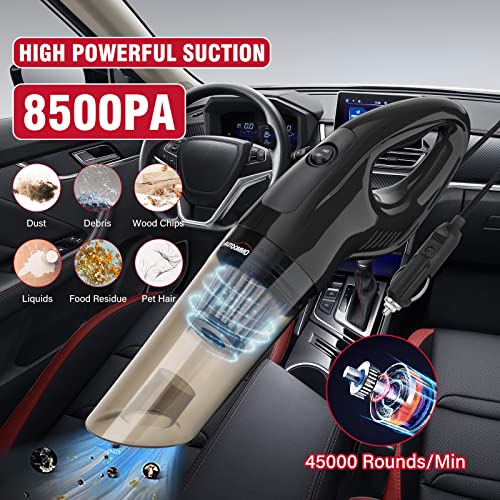 AUTOOMMO Car Vacuum Cleaner Portable 8500PA Car Vacuum High Power with 11.5FT Cord, 12V Handheld Vacuum for Car Home Interior Cleaning, Dry & Wet Use