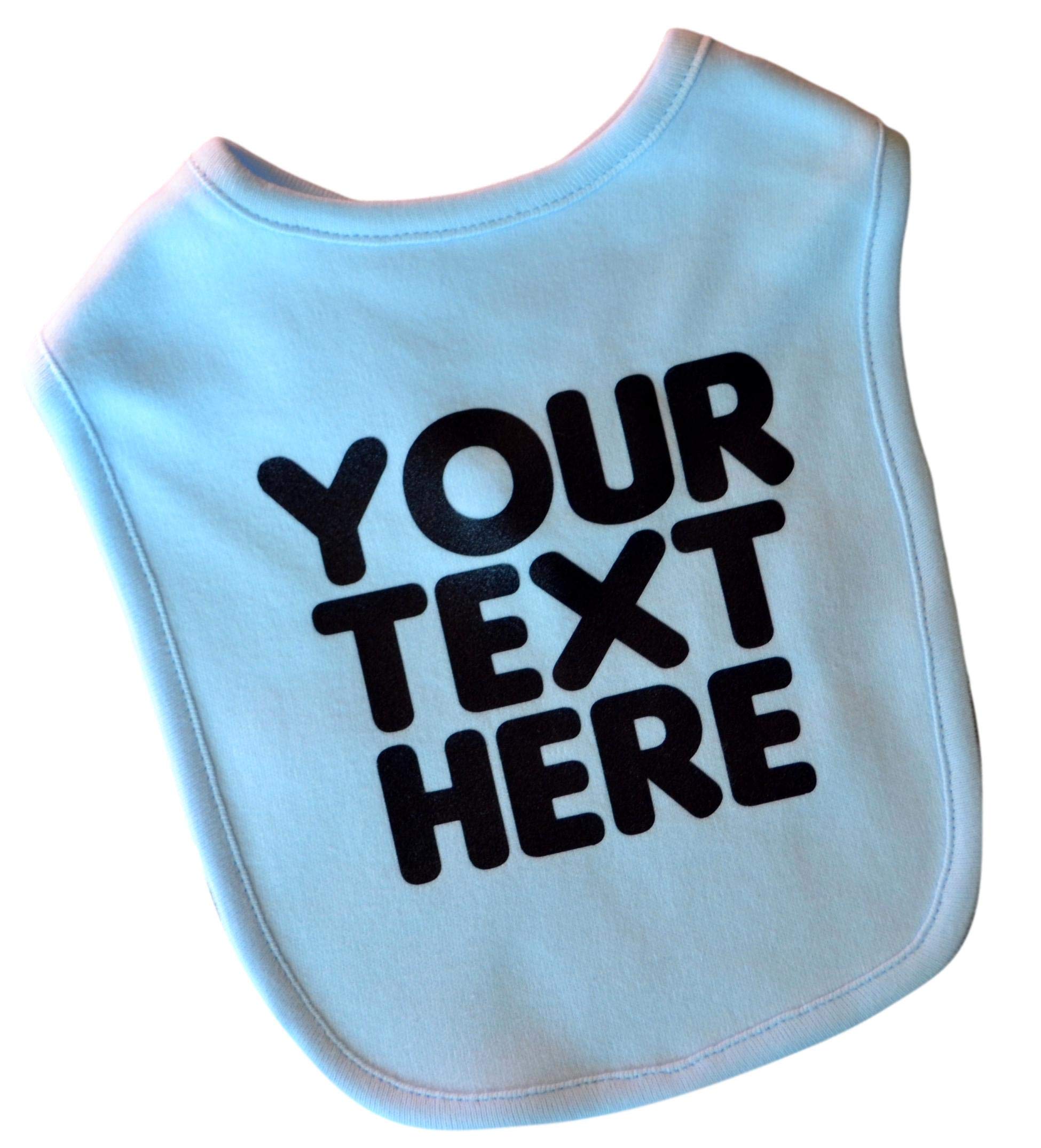 Funny Girl Designs Personalized Baby Bib CUSTOMIZED with Your VINYL Text and Color Of Choice 100% Cotton Unisex (LIGHT BLUE BIB)