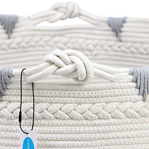 Casaphoria XXXXLarge Cotton Rope Blanket Basket 22in x 22in x 16in Woven Laundry Hamper Laundry Baskets Storage Basket for Towel, Diaper, Laundry Basket(pack of 1), Gray (MB2021046)