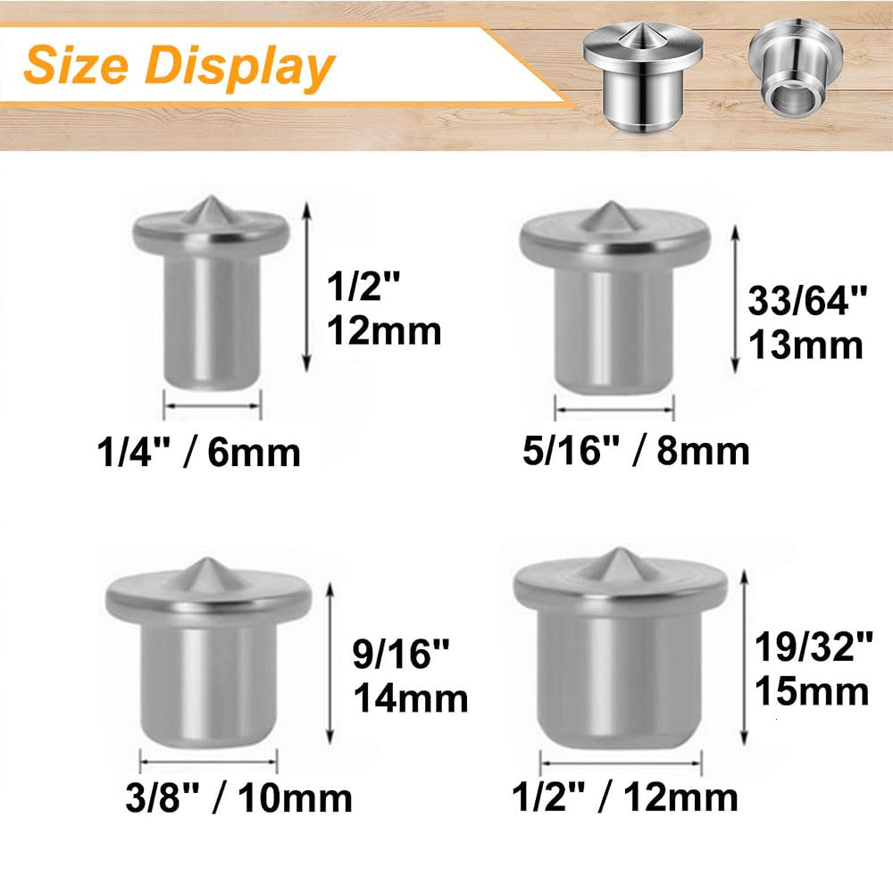 20 Pcs Dowel Pins Center Point Set Woodworking Craft Clamp Steel Doweling Centering Pins Transfer PlugsDrill Hole Tool (5/16 Inch )