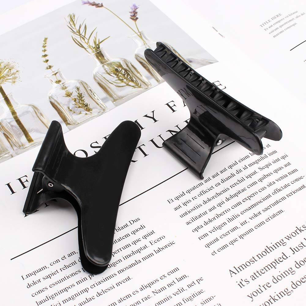 Ondder Black Butterfly Hair Clips for Styling, Cutting, Coloring - Pro Salon Clamps and Claws Hair Accessories