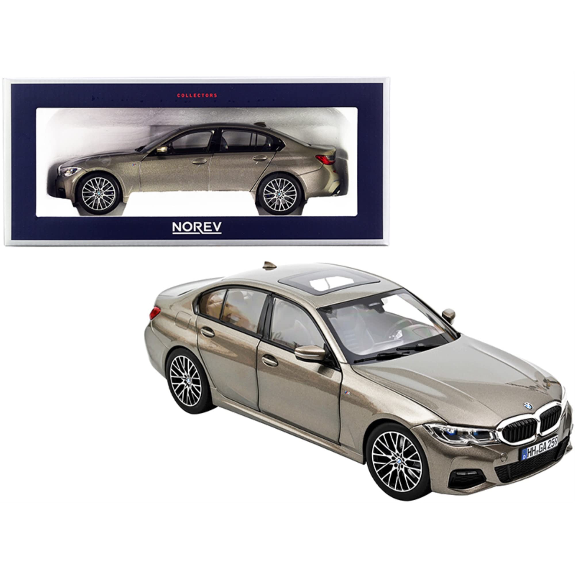 2019 330i with Sunroof Dark Silver Metallic 1/18 Diecast Model Car by Norev 183275