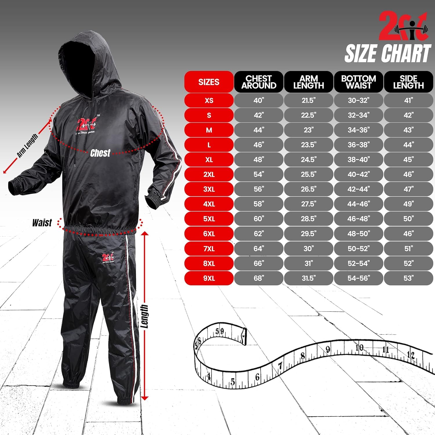2Fit Heavy Duty Sweat Suit Sauna Exercise Gym Suit Fitness, Weight Loss, AntiRip (4XL)