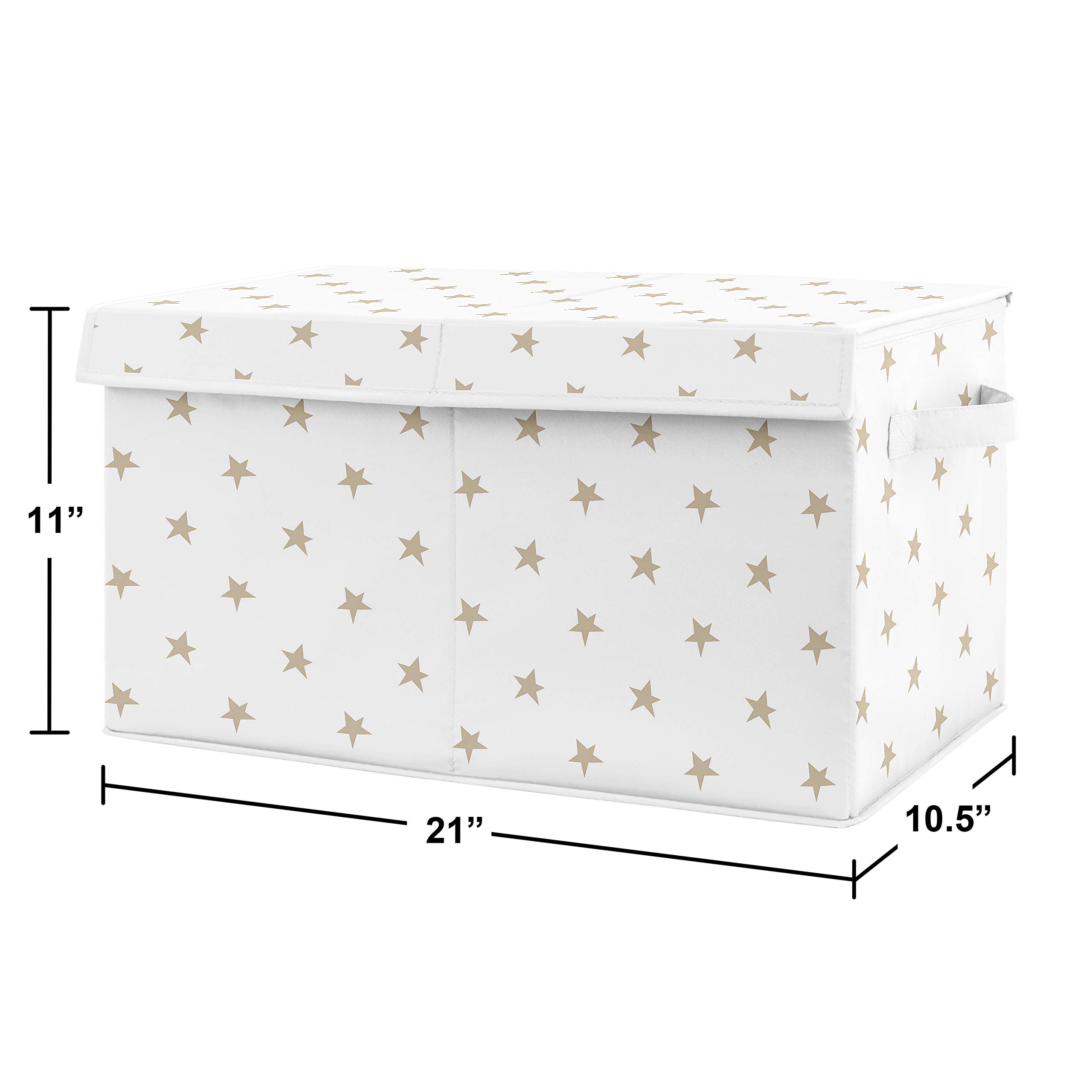 Sweet Jojo Designs Gold and White Celestial Star Girl Small Fabric Toy Bin Storage Box Chest For Baby Nursery or Kids Room