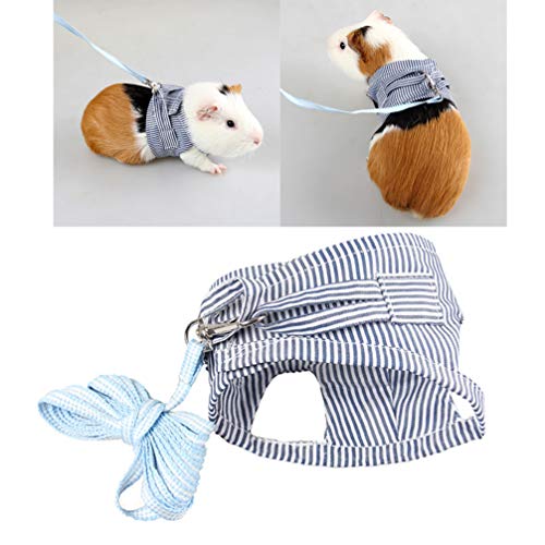 POPETPOP Ferret Harness - Small Animals Outdoor Walking Vest Harness with Lead Leash Set Rabbit Hedgehog Ferret Guinea Pigs Piggies Squirrel Kitten Puppy Comfort Clothes - Blue Small