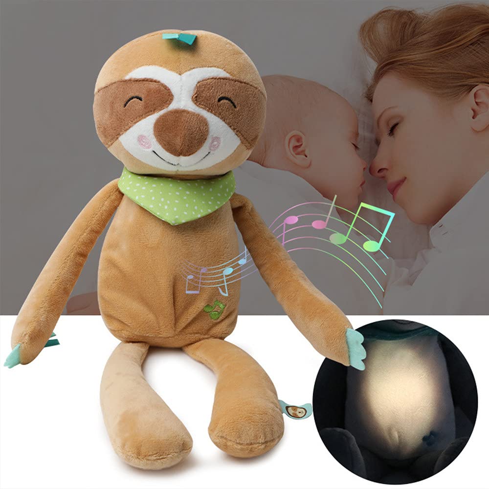 Konig Kids Baby Sleep Soothers, Baby Sleep Aid Plush Toy with Auto Power Off Timer, Night Light Projector, 10 Soothing Lullabies, White Noise Machine