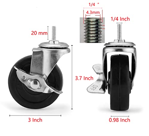 Caster Wheels,Shelf Casters,Set of 4, Shelving Wheels Replacement Wire Shelf Casters,Storage Shelf Casters for Shelf to Replace Wire Shelving Leveling Feet - Fit Pusalxl Shelf