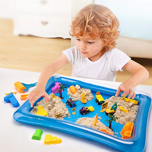 Kilpkonn 2Pcs Inflatable Sand Tray, Portable Foldable Inflatable Cooler Sand Box, Sand Molds Tools Sandbox for Play Sand