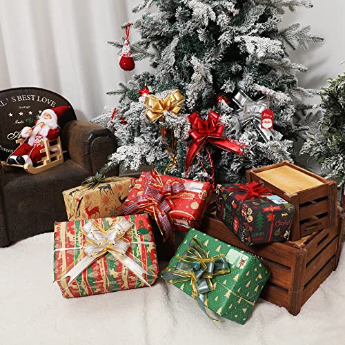 ADARRO 24PCS Christmas Pull Bows for Gift Wrapping with Ribbon for Presents, Florist, Bouquet, Basket Wrap Decoration, Christmas Bows Small(1.18”Wide)12PCS, Large(1.97”Wide)12PCS