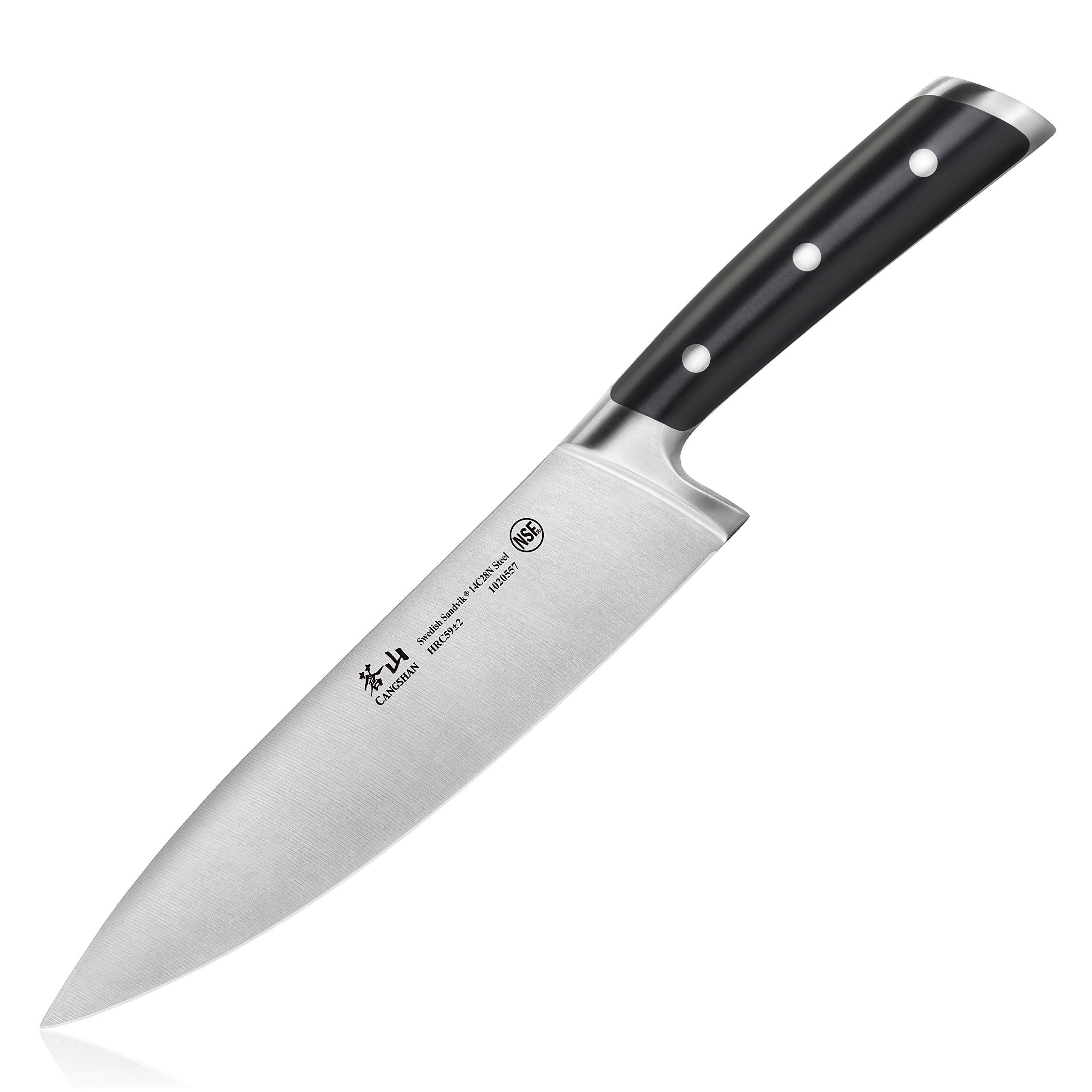 Cangshan TS Series 1020564 Swedish 14C28N Steel Forged 8-Inch Chef Knife and Wood Sheath Set