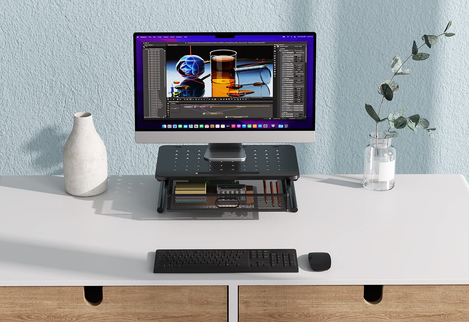 Zimilar Monitor Stand Riser with Metal Drawer, Monitor Riser for Computer, Laptop, Printer, Notebook, iMac, Premium Metal Computer Monitor Stand with Storage