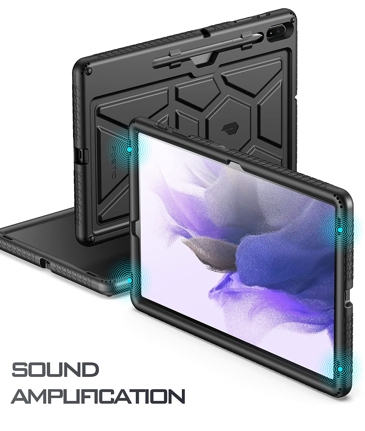 Poetic TurtleSkin Case Designed for Galaxy Tab S7 FE 12.4 Inch 2021 / Galaxy Tab S7 Plus 2020 with S Pen Holder, Rugged Shockproof Drop Protection Kids Friendly Silicone Cover Case, Black