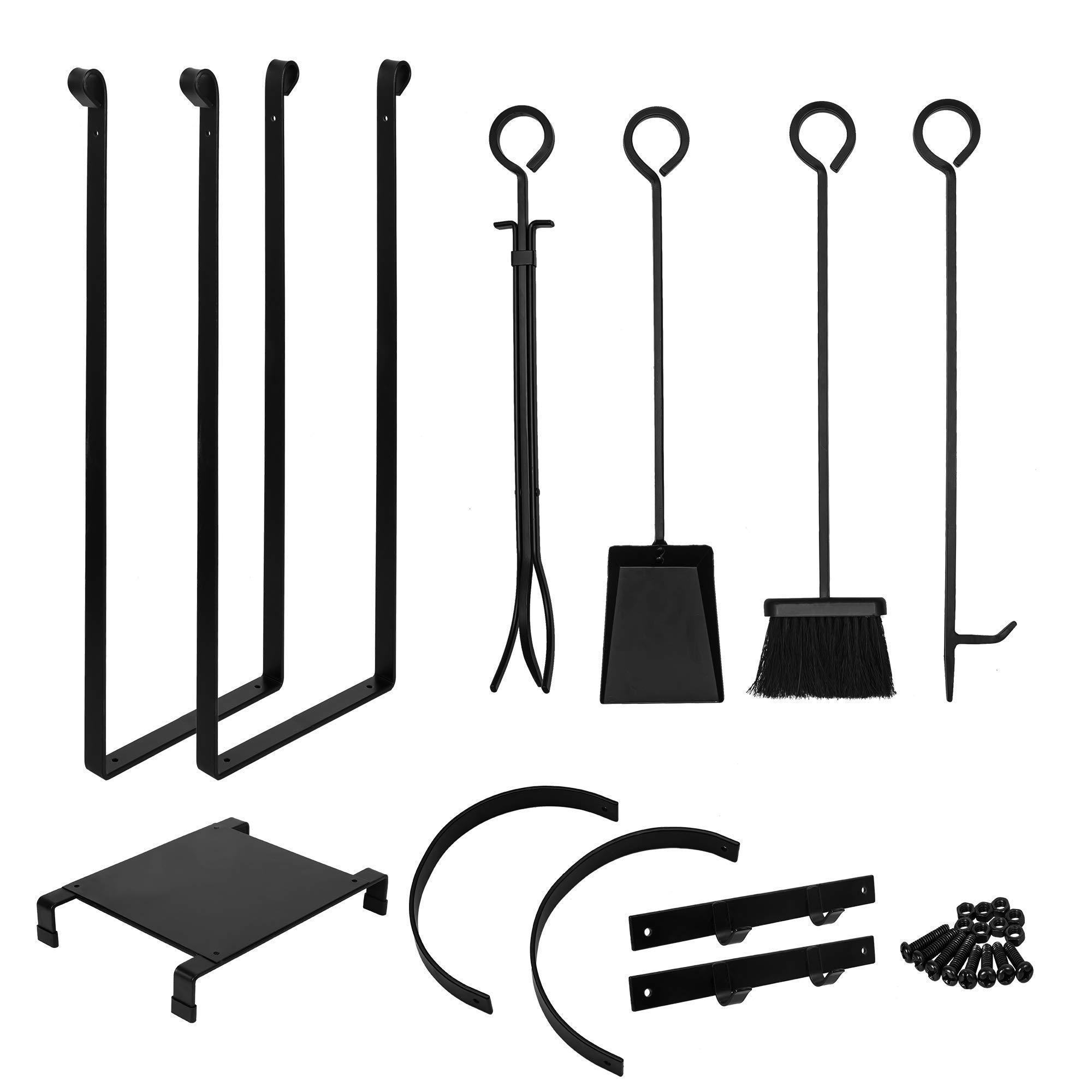 Amagabeli Fireplace Log Grate 24 inch Wide Bundle 30.7in Tall Fireplace Log Rack