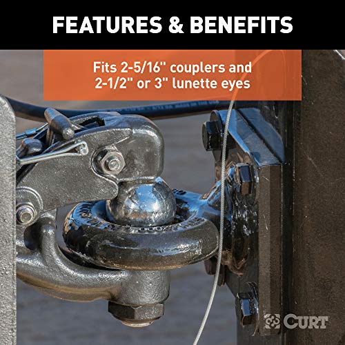 CURT 45907 Adjustable Pintle Hitch Combination, 2-Inch Receiver, 6-Inch Drop, 2-5/16-Inch Ball, 13,000 lbs, CARBIDE BLACK POWDER COAT