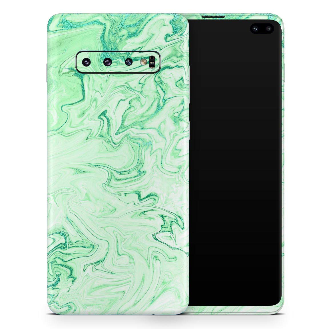 DesignSkinz Mint Marble & Digital Gold Foil V9 Protective Vinyl Decal Wrap Skin Cover Compatible with The Samsung Galaxy S20 (Screen Trim & Back Glass Skin)