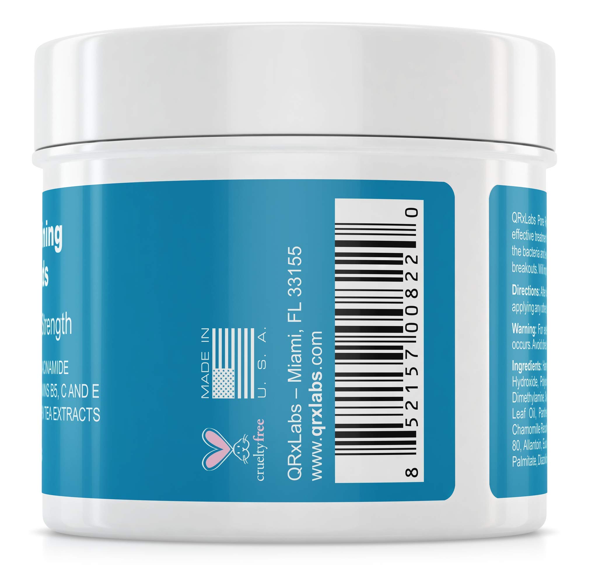 Pore Refining Toner Pads with Salicylic Acid and Niacinamide in a Witch Hazel Solution - with Vitamins B5, C & E, Chamomile & Green Tea - Helps Reduce The Look of Enlarged Pores
