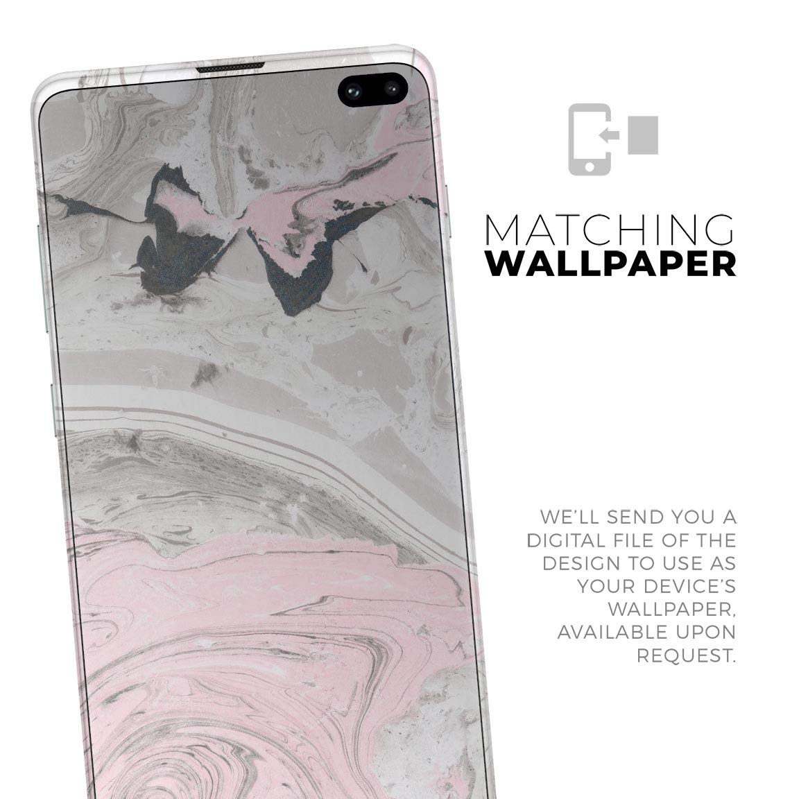 DesignSkinz Mixtured Pink and Gray Textured Marble Protective Vinyl Decal Wrap Skin Cover Compatible with The Samsung Galaxy S20 (Screen Trim & Back Glass Skin)
